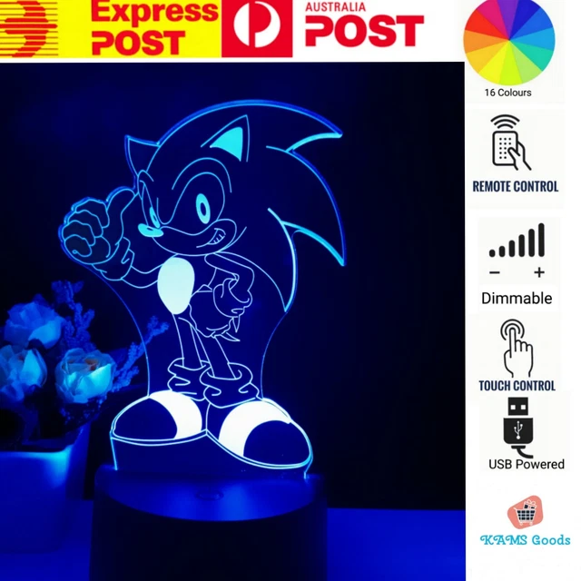 SONIC THE HEDGEHOG Acrylic LED 16 Colour Night Light Table Lamp Gift ...