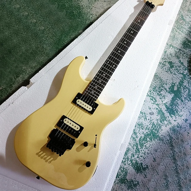 6 STRINGS LIGHT Yellow Electric Guitar with Humbuckers Rosewood ...
