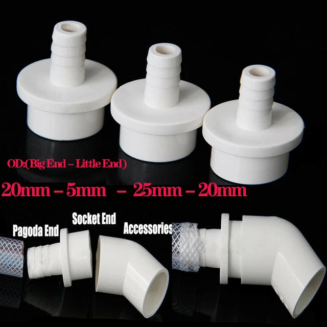 PAGODA 20MM 25MM PVC Pipe Connector Fittings Adapter To Hose OD 5mm ...