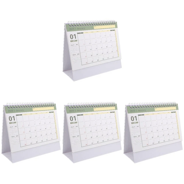 SET OF 4 2025 Desk Calendar Standing 2024-2025 Freestanding Digital 18 ...