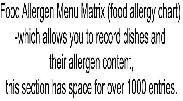 FOOD ALLERGY CHART Food Allergen Menu Matrix For Food Businesses Culina ...