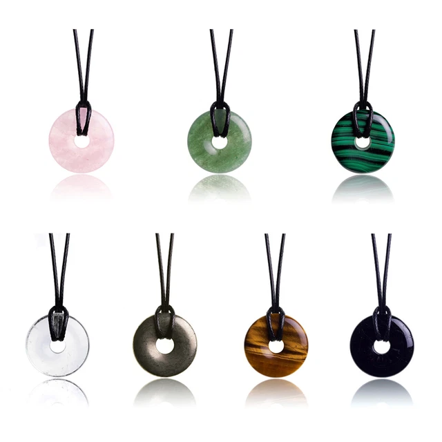 EDELSTEIN ANHÄNGER AUS echtem Naturstein | Kristall Kette mit Donut Anhänger EUR 15,99 - PicClick DE