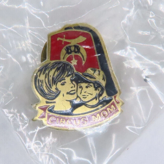 Vtg Masonic Shriners Circus Mom Lapel Pin Pinch Back Rare Fez Enamel