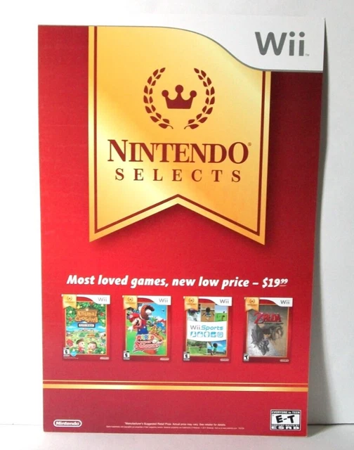 NINTENDO SELECTS WINDOW Cling Retail Store Display Poster Promo Wii ...