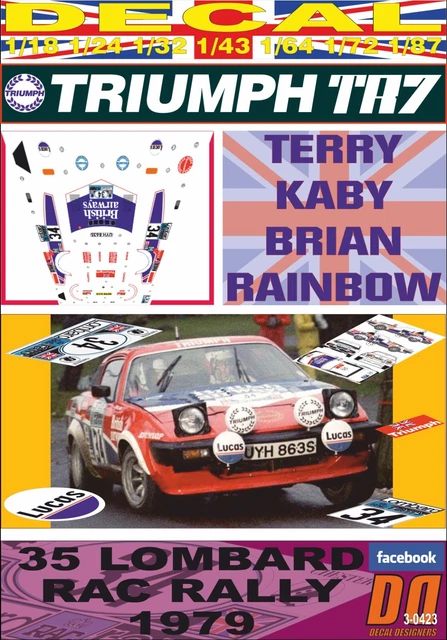 DECAL TRIUMPH TR7 V8 TERRY KABY RAC R. 1979 DnF (07) EUR 31,99 ...