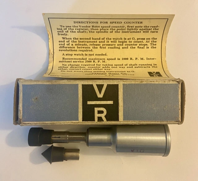 VINTAGE THE VEEDER Root Mfg. Co. Clutch Speed Counter Pat. Nov. 5, 1907 ...