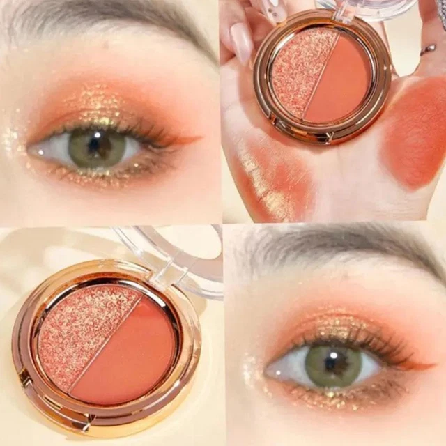 TWO-TONE EYESHADOW WITH Matte Sequin & Glitter Sweatproof Non-Powdering ...