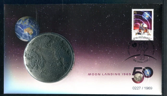 2019 THE MOON Landing 50 Years On "Moon Landing 1969" Medallion Cover ...