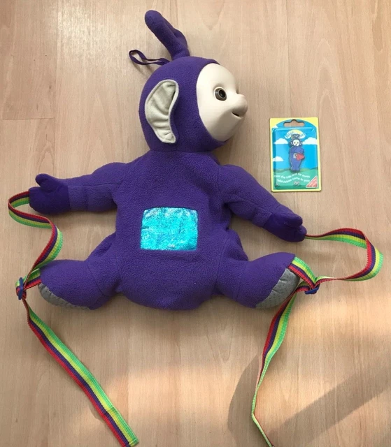 VINTAGE TELETUBBIES 1996 Tinky Winky Backpack Bag Plush Teddy & pin ...