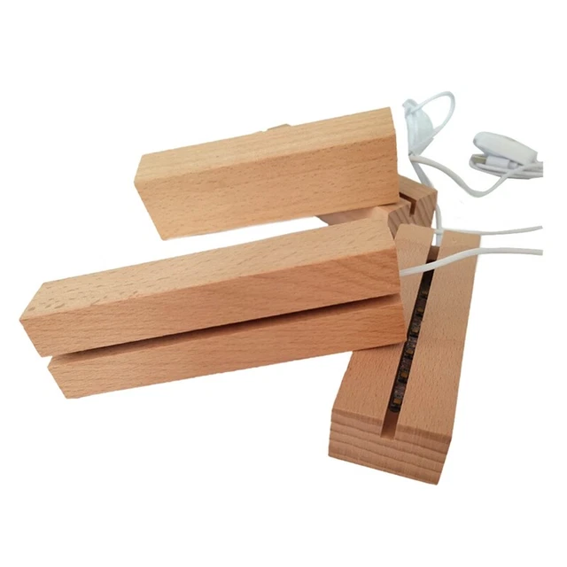 WOODEN LED LIGHTS Display Base Stand Light Plate Base Warm Light T2X3 £ ...