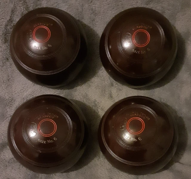 THOMAS TAYLOR LIGNOID Dark Brown Lawn Bowls Size 6 Set of 4 £72.00 ...