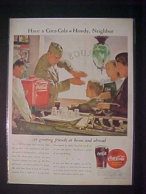 OLD VINTAGE ~COCA-COLA Coke Soda Army Soldier War Ad~Antique Original ...