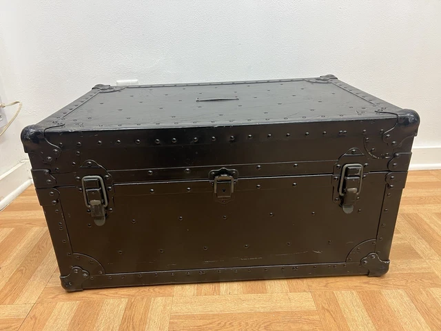 VINTAGE MILITARY STORAGE Chest trunk coffee table box wwii US foot ...