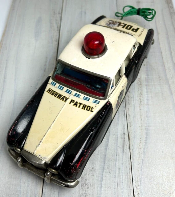 VINTAGE TIN TOY HIGHWAY Patrol Car Battery Operated Yonezawa Toy 1960s ...