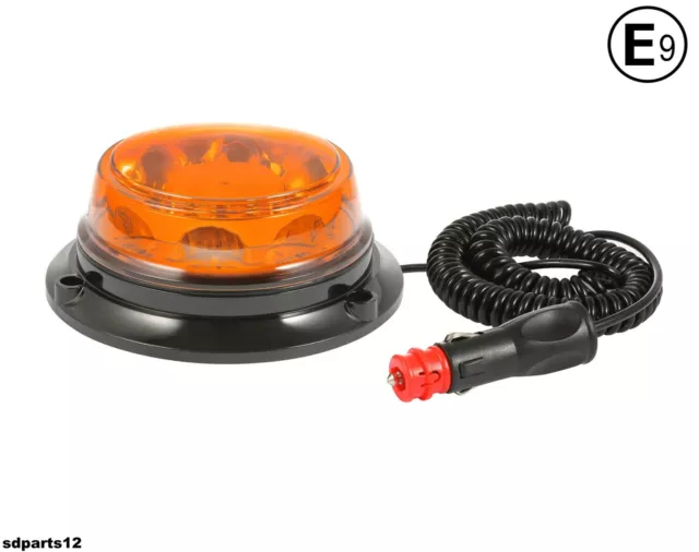 GYROPHARE 8 LED Magnétique Éclairage Rotatif 12V 24V E9 R65 Prise ...