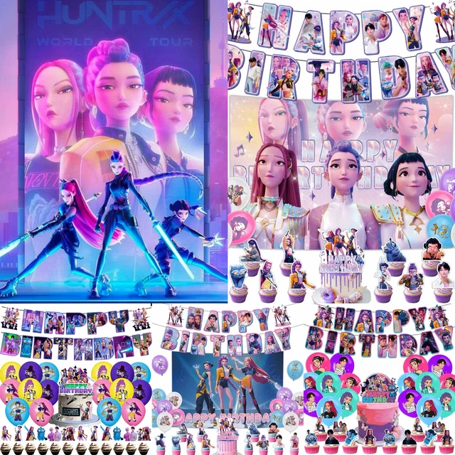 KPOP DEMON HUNTERS Kids Birthday Party Supplies Set Banner Cake Toppers ...