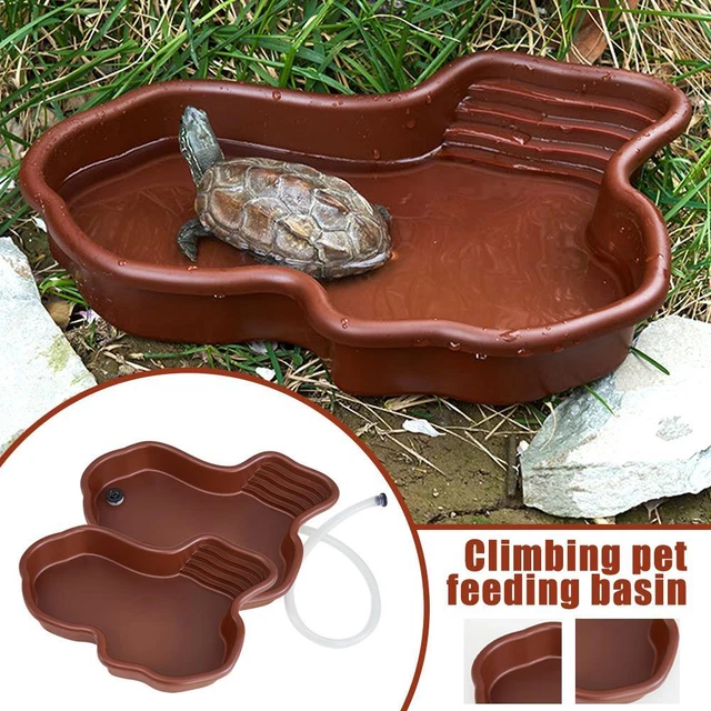 REPTILE BATHING POOL Turtle Bath with Ramp Tortoise Feeder Tortoise ...