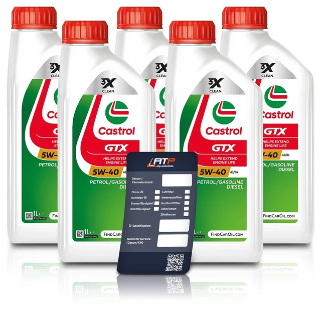 5X 1 L Litre Castrol Gtx 5W-40 A3/B4 Engine Oil For Vw 502 00/505 00 £ ...