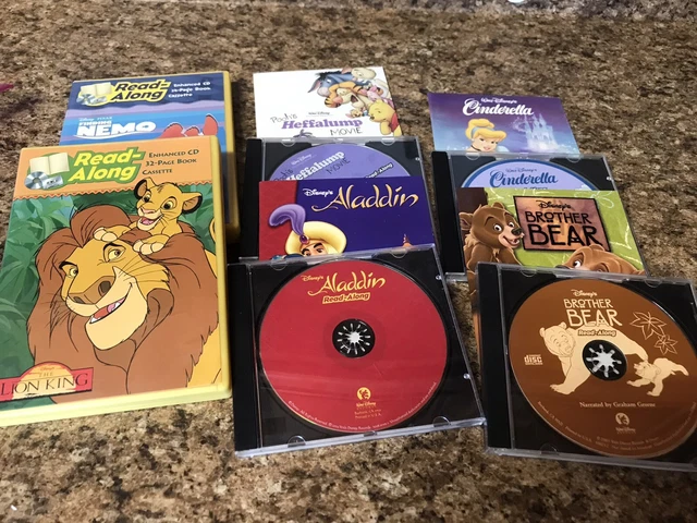 DISNEY SET OF 6 Read Along-Nemo,Brother Bear, Cinderella,Aladdin,Lumpy ...