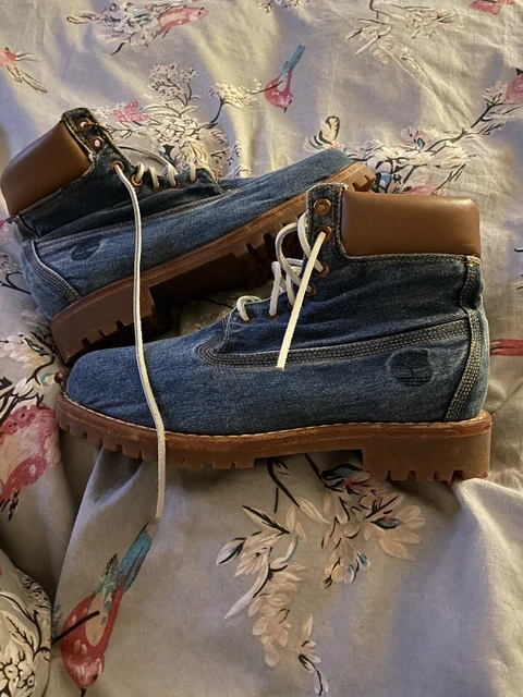 TIMBERLAND RARE LIMITED Edition men’s boots 10 Whiteoak denim leather ...