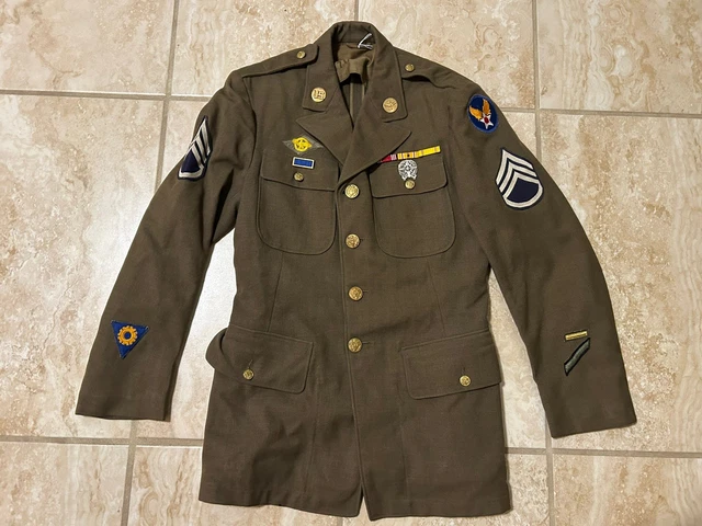 WWII US ARMY Air Force Class A Dress Jacket Sergeant Far East 13th Patch Sz 38R £58.50 - PicClick UK