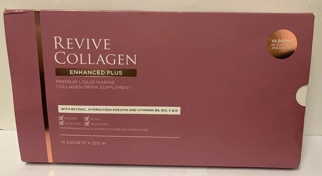 REVIVE COLLAGEN ENHANCED Plus 10,000MG Tropical Flavour 14 Sachets Exp ...