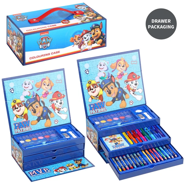 PAW PATROL 52PCS Colouring Tool Box Case Art Craft Set Stationery Blue ...