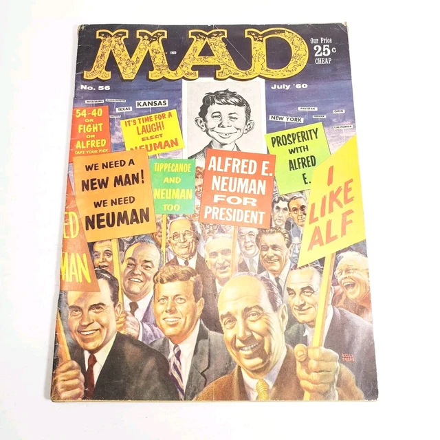 MAD MAGAZINE &ALFRED E. Neuman for President" Issue #56 July 1960 £47. ...