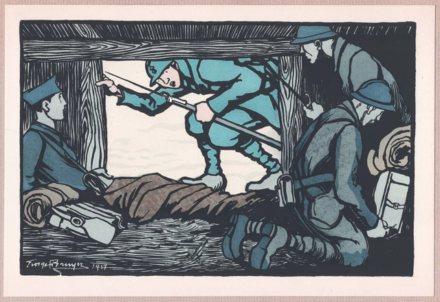 GEORGES BRUYER GUERRA Mondiale Mondo War Einzug Silografia a Colori ...