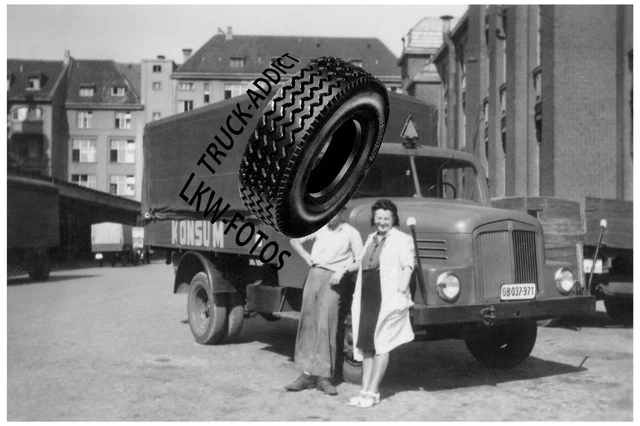 OLDTIMER KRAFTVERKEHR LKW Foto DDR, IFA Horch H3A Lastwagen KONSUM Groß ...