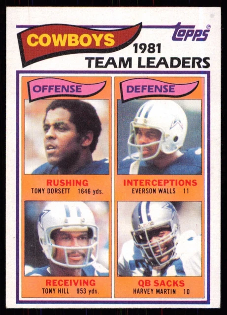 1982 TOPPS TONY Dorsett/Everson Walls/Tony Hill/Harvey Martin Dallas ...