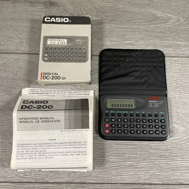 VINTAGE CASIO DC-200 DATA-CAL Electronic Calculator Organiser Working ...