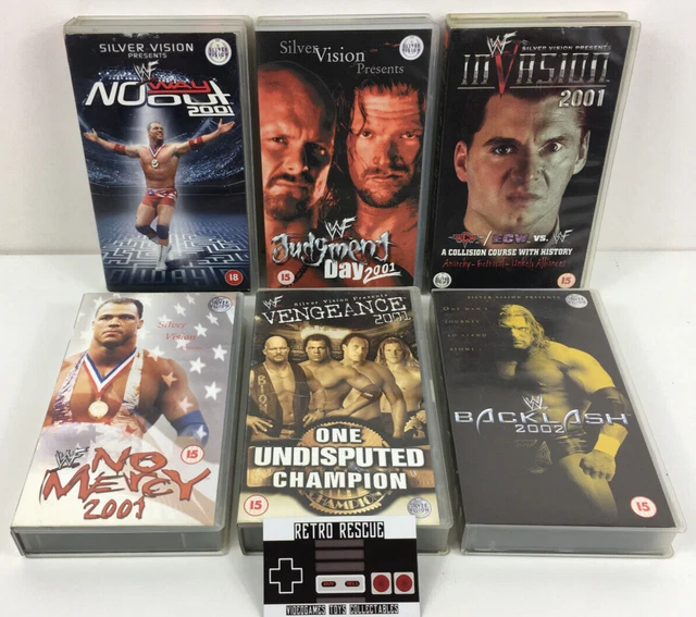 WWF PPV VHS Video Tape Bundle x6 Vintage 2001 2002 Invasion No Way Out ...