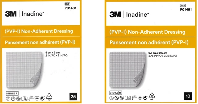 INADINE PVP-I NON Adherent Dressings 5cm x 5cm | 9.5cm x 9.5cm £1.95 ...