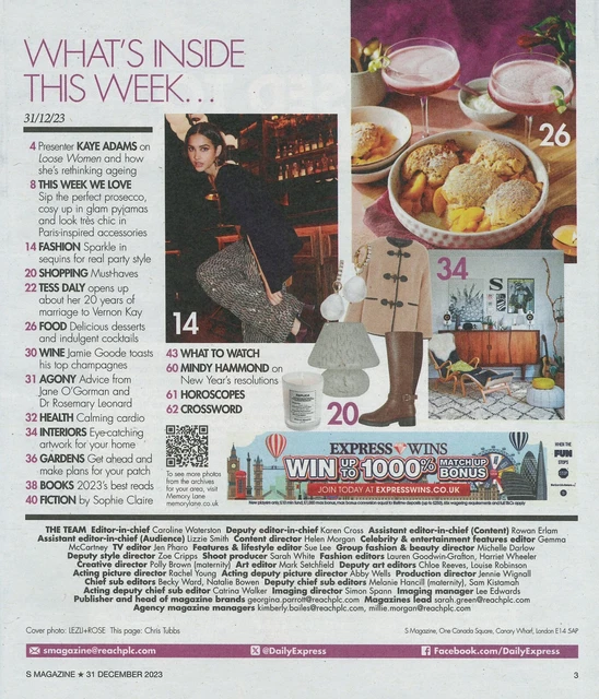 SUNDAY EXPRESS REVUE : Kaye Adams, Tess Daly , Mindy Hammond, Mode 31. ...