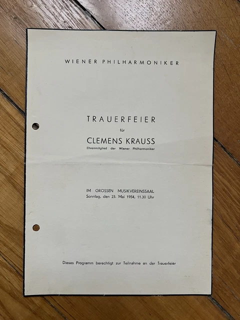 TRAUERFEIER FÜR CLEMENS Krauss 1954 Wiener Philharmoniker Karl Böhm EUR ...