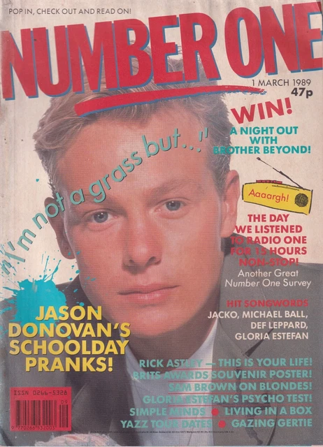 NUMBER ONE UK No 1 MAGAZINE Mar 1989 Jason Donovan Rick Astley Simple ...