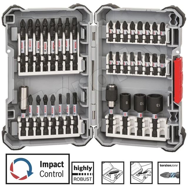 BOSCH 36 PIECE Impact Control Screwdriver Bit Set Torsion Zone Robust ...
