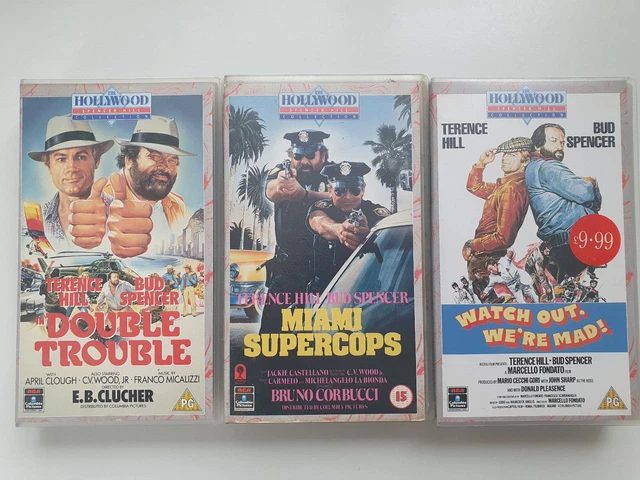 3X TERRENCE HILL Bud Spencer VHS Video Double Trouble Miami Supercops ...