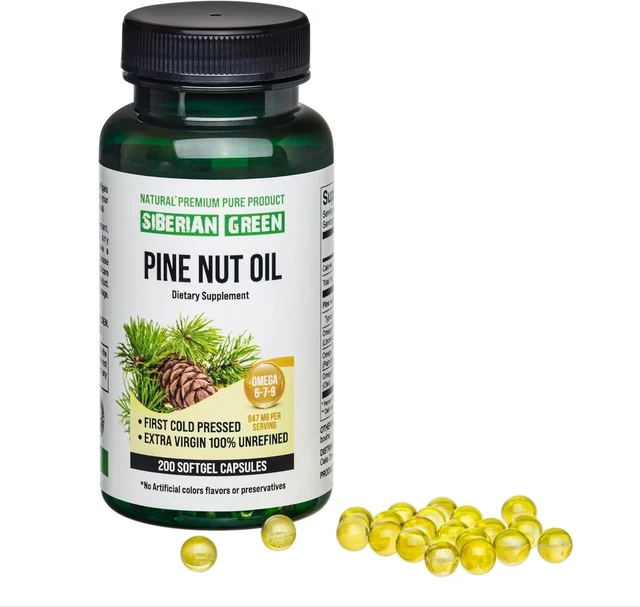 PINE NUT OIL 200 Softgels Wild Harvested Siberia Altai Cold Pressed ...
