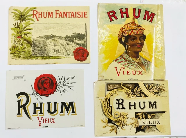 LOT DE 4 Etiquette Rhum Vieux Specimen D'imprimeur EUR 15,00 - PicClick FR