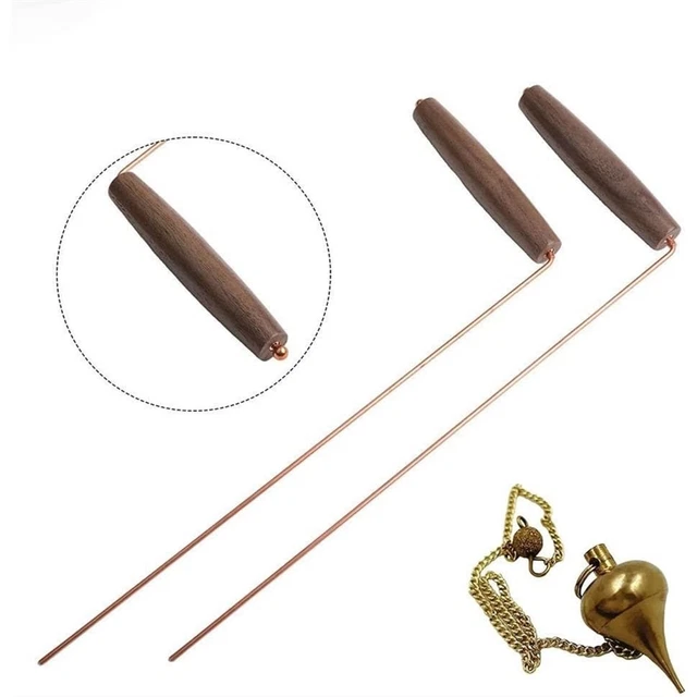 METAL DETECTION DOWSING Rod Kit with Pure Copper Rods Walnut Handles ...