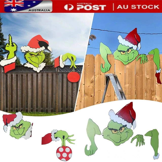GRINCH CHRISTMAS TREE Decoration Grinch Fence Peeker Ornament Yard Wall ...