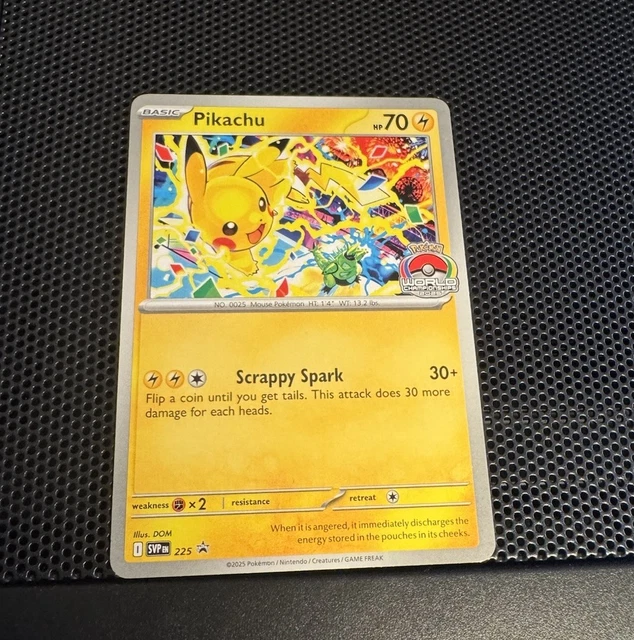 POKEMON PIKACHU 2025 World Championships SVP EN 225 Promo Card Black ...