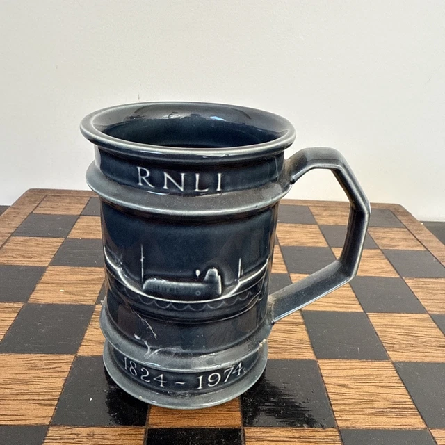 HOLKHAM POTTERY LIFEBOAT - RNLI 150th Anniversary Blue Mug, ENGLAND £11 ...