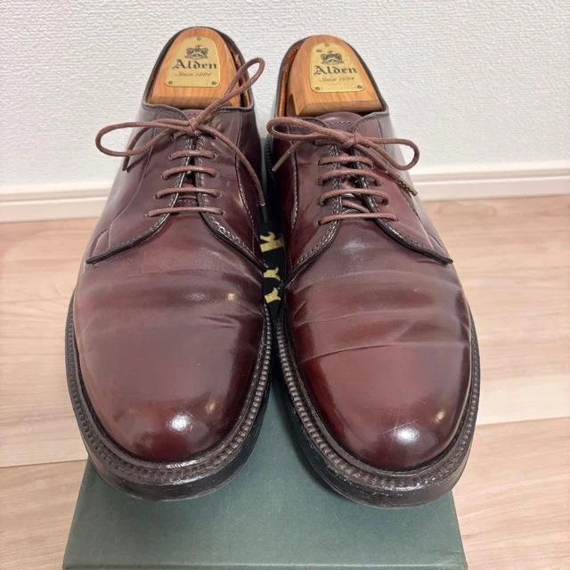 ALDEN SHOES SHELL Cordovan 990 Plain Toe Burgundy＃8 Men Size US 8 D w ...