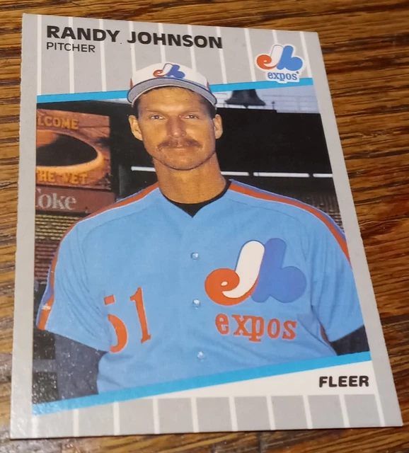 1989 FLEER RANDY JOHNSON recrue RC publicité complètement noircie #381 ...