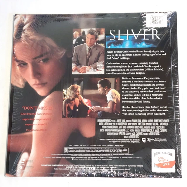 SLIVER FILM LASERDISC Vidéo Sharon Stone William Baldwin Tom Bfrenger EUR 11,12 - PicClick FR