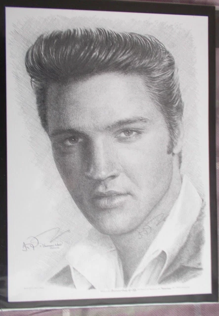 ELVIS PENCIL SKETCH Drawing By Jonathan Wood £8.95 - PicClick UK