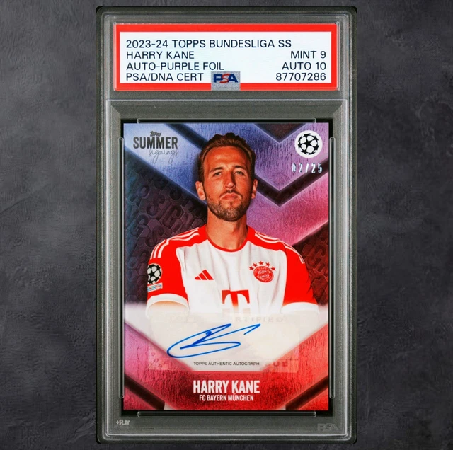 TOPPS SUMMER SIGNINGS UCC 2023-24 Harry Kane Purple Auto /25 PSA 9 Auto ...